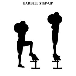 Barbell step-up exercise strength workout Vector Image