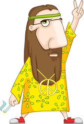 Four hippie characters with vibrant tie-dye Vector Image