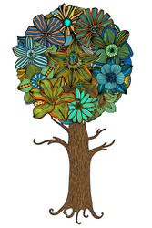 Flower tree sketch Royalty Free Vector Image - VectorStock