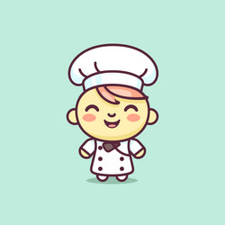 Cute kawaii chef chibi mascot cartoon style Vector Image