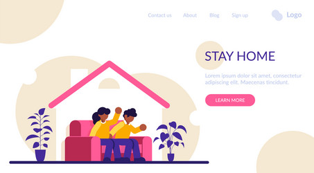 Family stay at home safe working Royalty Free Vector Image