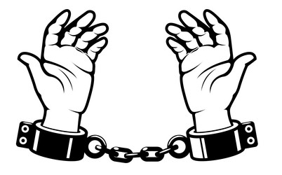 Slave hands with shackles on wrists handcuffed Vector Image