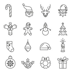 Black and white christmas icons set Royalty Free Vector