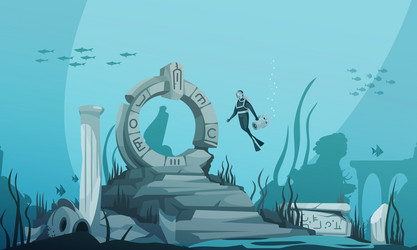 Flooded atlantis Royalty Free Vector Image - VectorStock