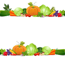 Vegetables border on wooden frame Royalty Free Vector Image