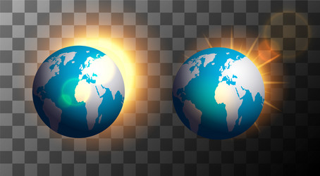 Rising Sun Over The Planet Space Background Vector Image