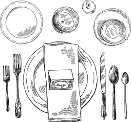 Vintage table setting hand drawn dinner knife Vector Image