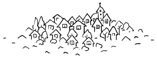 Drawing Small Town Vector Images (over 1,000)