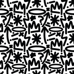 Savage graffiti seamless pattern white background Vector Image