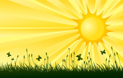 Abstract rural landscape with rising sun Vector Image