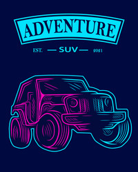 Road adventure vehicle line pop art portrait logo Vector Image