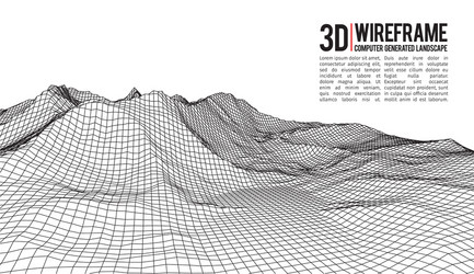 Abstract 3d wire-frame landscape blueprint style Vector Image