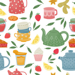 Vintage tea time pattern Royalty Free Vector Image