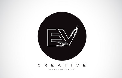 Ev letter design with brush stroke and modern 3d Vector Image