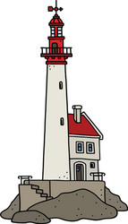 Funny old stone lighthouse Royalty Free Vector Image