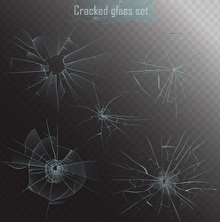 Realistic shattered glass transparent broken Vector Image