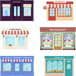 Various store front building background design set