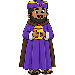 Wise king holding myrrh cartoon colored clipart Vector Image