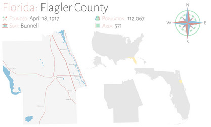 Map flagler county in florida Royalty Free Vector Image