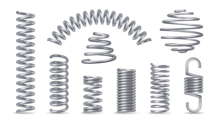 Metal springs spiral lines coil shapes isolated Vector Image