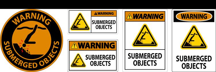 Water safety sign notice - submerged objects Vector Image