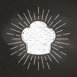 Chefs toque chalk silhouette with sun rays Vector Image