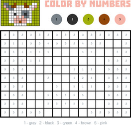 Color number education game cat Royalty Free Vector Image