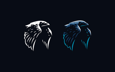 Flying raven in minimalist style Royalty Free Vector Image