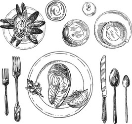 Vintage table setting hand drawn dinner knife Vector Image