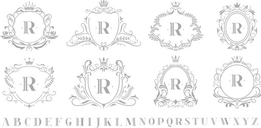 Set vintage floral letter monogram e Royalty Free Vector
