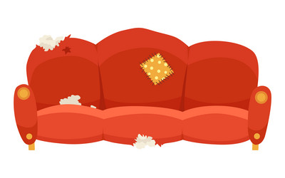 Broken sofa icon torn old couche for living room Vector Image
