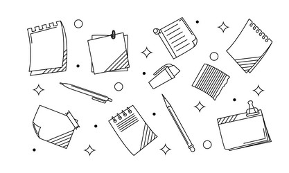 Hand drawn note paper doodle set sticky notes Vector Image