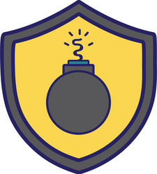 Figure dangerous bomb inside security shield Vector Image