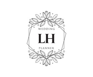 Lh initials letter wedding monogram logos Vector Image