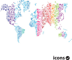 Musical instruments forming world map Royalty Free Vector
