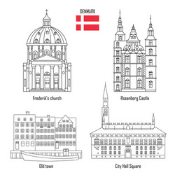 Denmark set landmark icons Royalty Free Vector Image