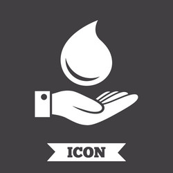 Save water sign hand holds drop symbol Royalty Free Vector