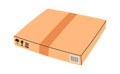 Cartoon cardboard box flat icon Royalty Free Vector Image