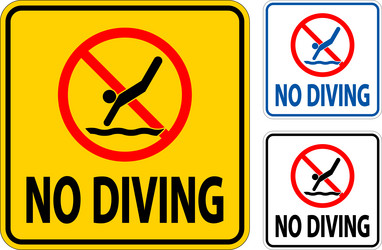 Do not dive pool safety sign no diving Royalty Free Vector