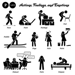 Stick figure human people man action feelings Vector Image