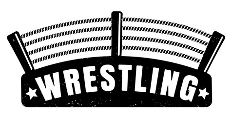 Vintage logo for a wrestling with ring Royalty Free Vector