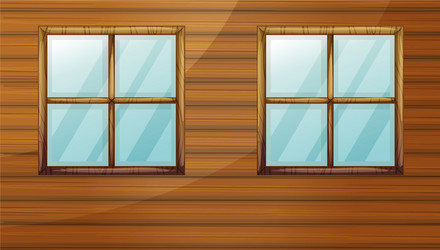 Four distinct window designs with wooden frames Vector Image