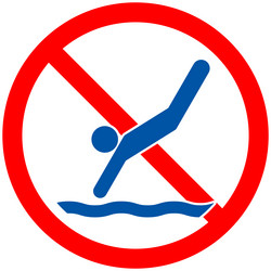 Do not dive pool safety sign no diving Royalty Free Vector