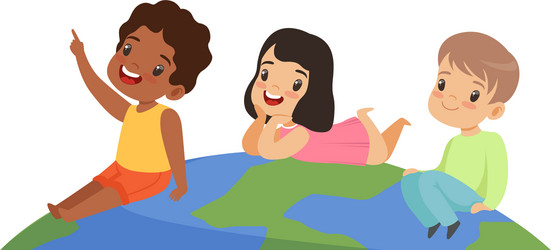 Multicultural little kids standing together Vector Image