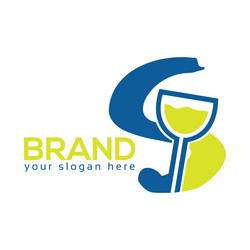 Letter b glass logo flat design Royalty Free Vector Image