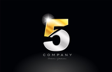 Number 2 gold golden metal logo icon design Vector Image
