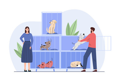 Adoption at animal shelter Royalty Free Vector Image