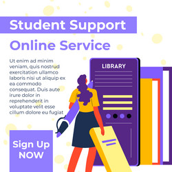 Student support online service sign up library Vector Image