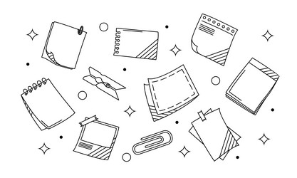 Hand drawn note paper doodle set sticky notes Vector Image