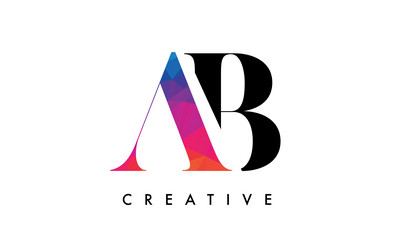 Ab letter design with creative cut and colorful Vector Image